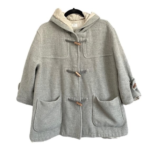 Sisley | Jackets & Coats | Sisley Italy Gray 0 Wool Duffle Toggle Boxy ...